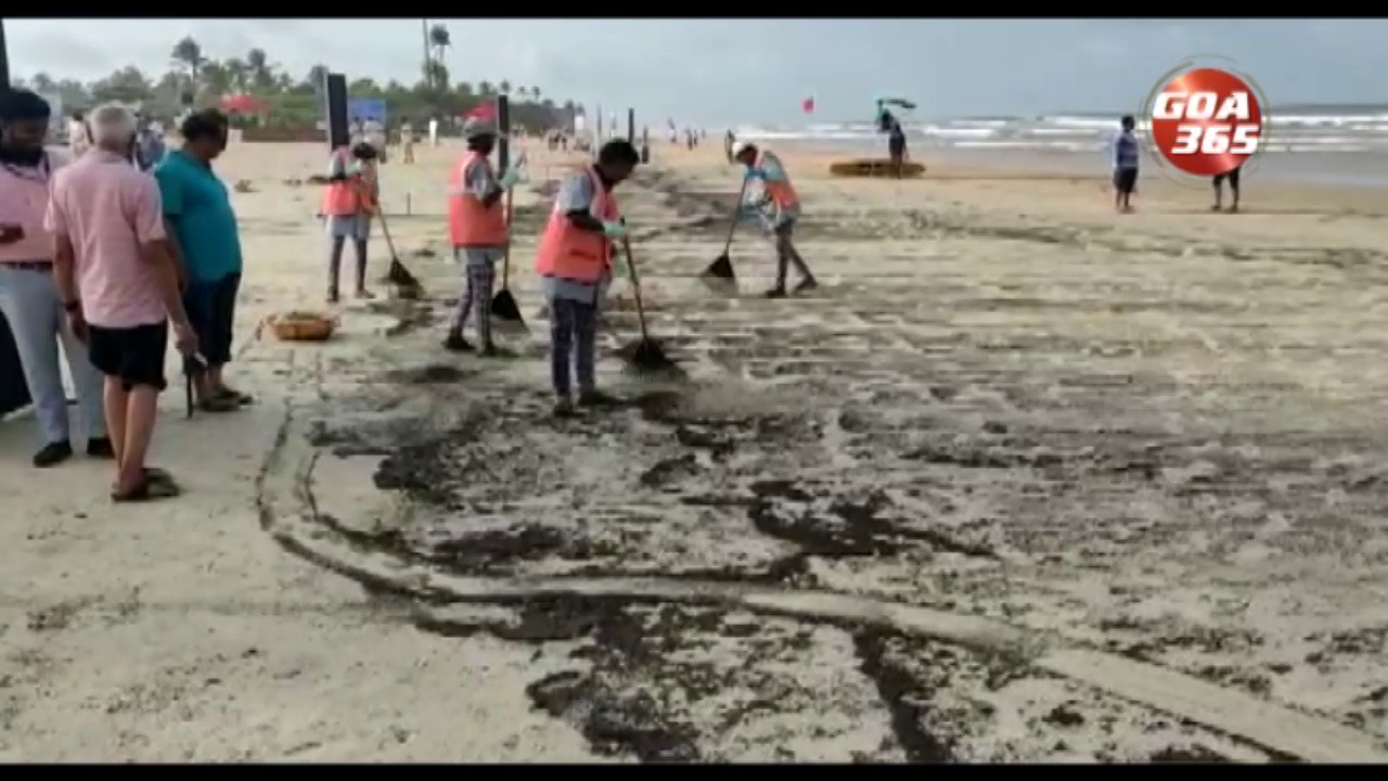TAR BALLS TAINT CLEAN UP DRIVE AT COLVA BEACH